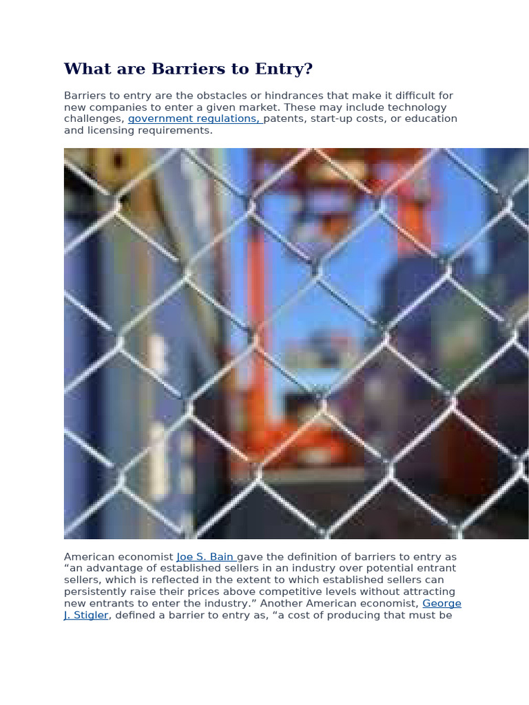 What Are Barriers To Entry | PDF | Marketing | Market (Economics)