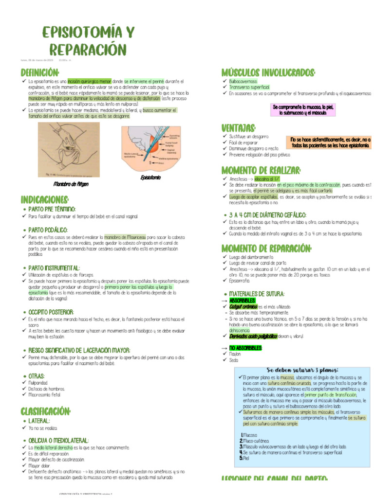 Episiotomía y reparación | PDF