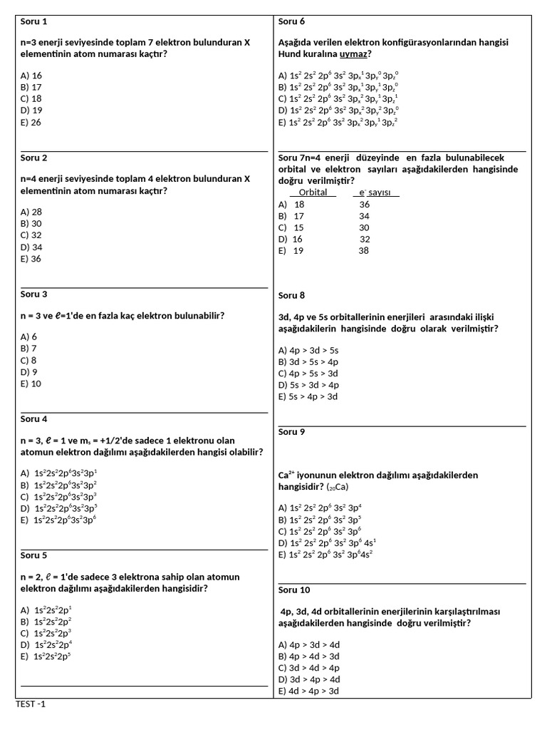 Ki̇mya 200 Soru | PDF