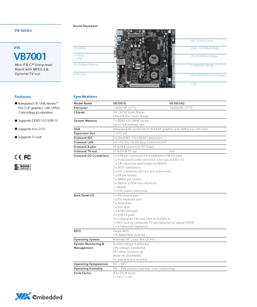 Via+VB7001 Datasheet v100301 | PDF | Video Game Platforms ...