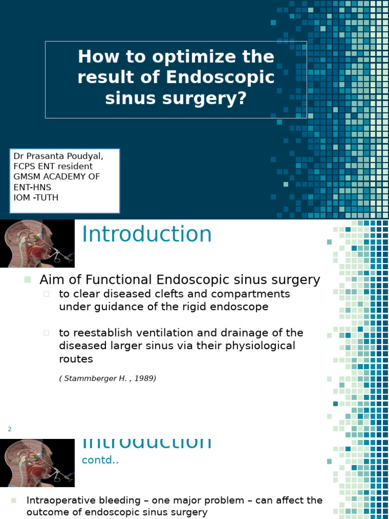 Optimize Endoscopic Sinus Surgery Results | PDF | Surgery | Blood Pressure