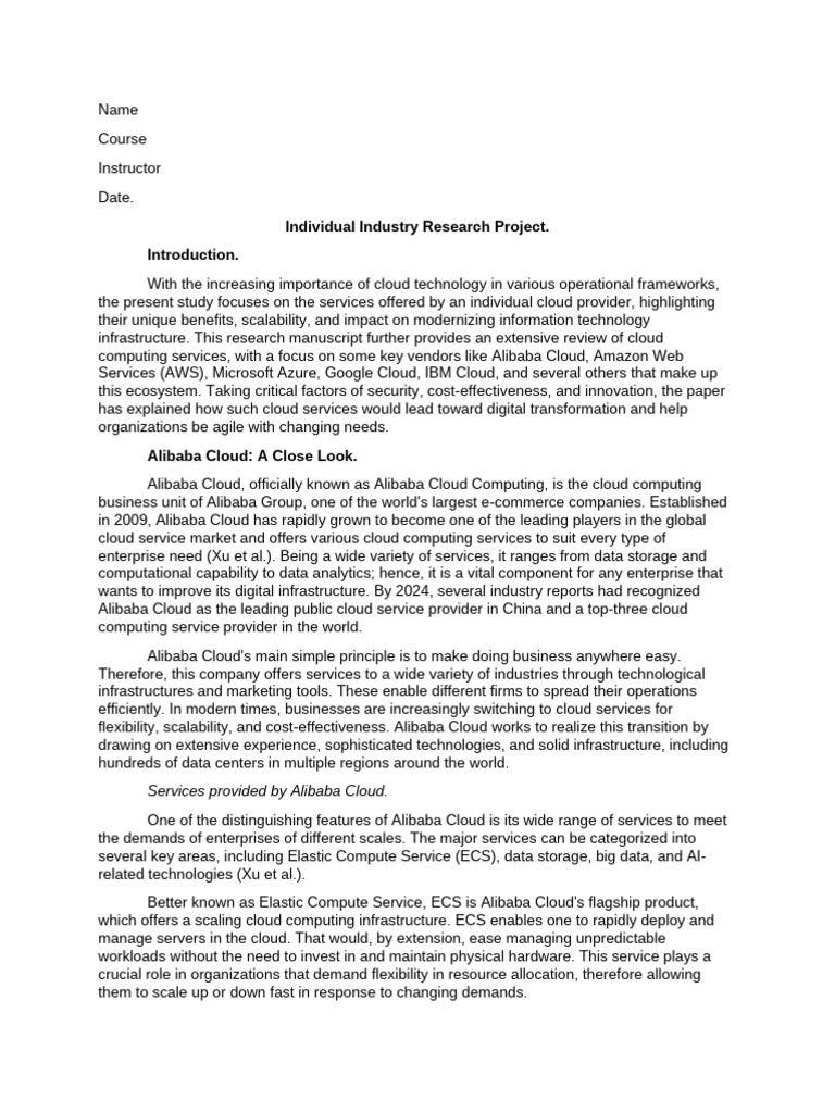 Individual Industry Research Project - Edited | PDF | Cloud Computing ...