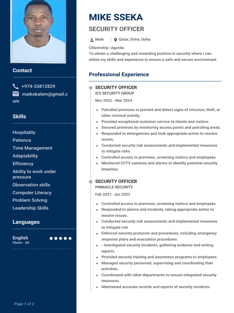 Mike(security officer) | PDF | Risk Assessment