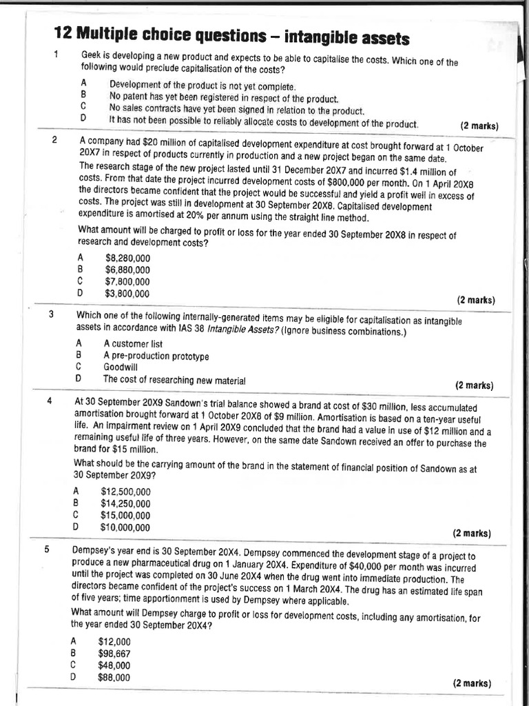 S4 - multi choice intangible questions | PDF