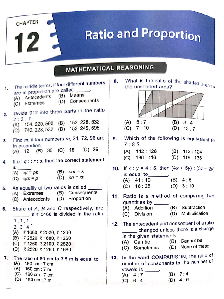 Class 6 Ratio Proportion MTG | PDF