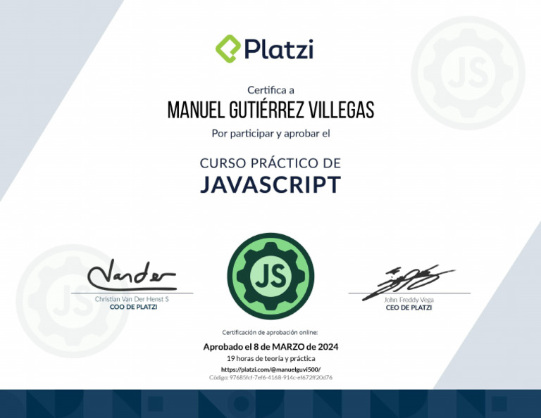 Certificado - Javascript | PDF