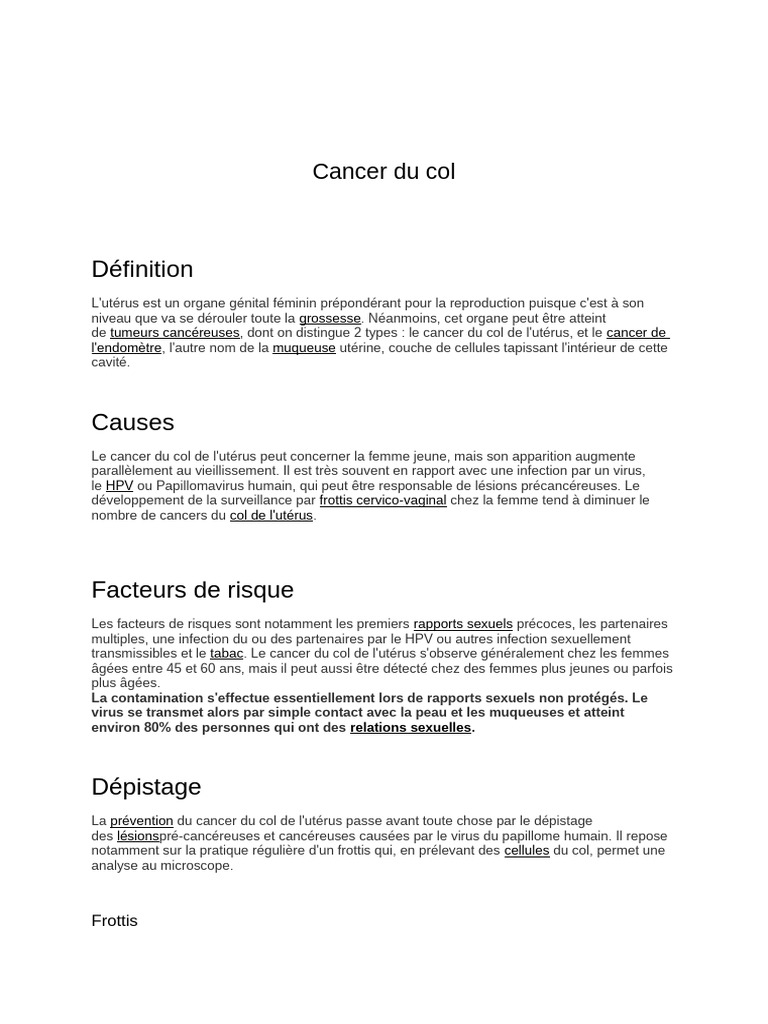 Cancer Du Col | PDF | Cancer du col utérin | Cancer