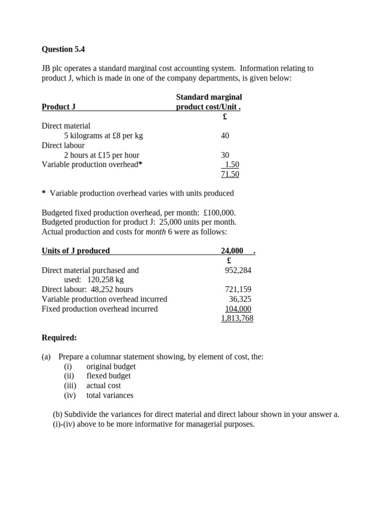 Week 5.4 - Practice - Variance Analysis | PDF