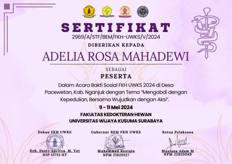 (Buat Banyak 1) (Buat Banyak 1) Salinan Dari Design Sertifikat BAKSOS FKH 2024.PDF | PDF