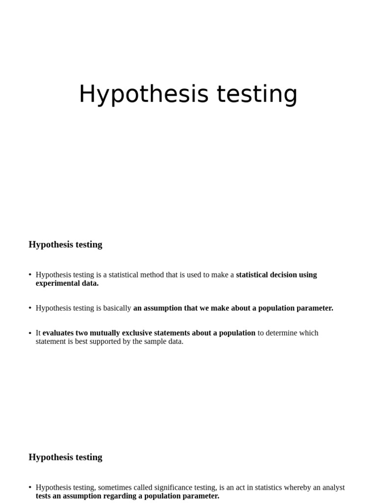 Hypothesis testing | PDF | Statistical Hypothesis Testing | P Value