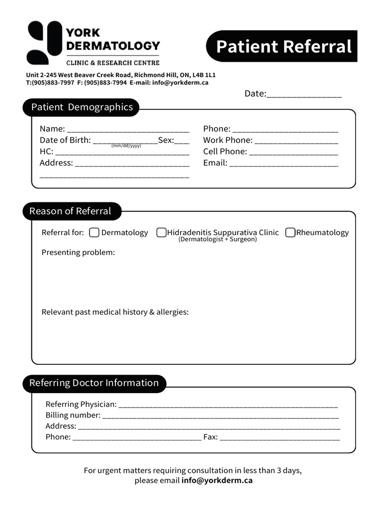 Dermatology Referral Form | PDF