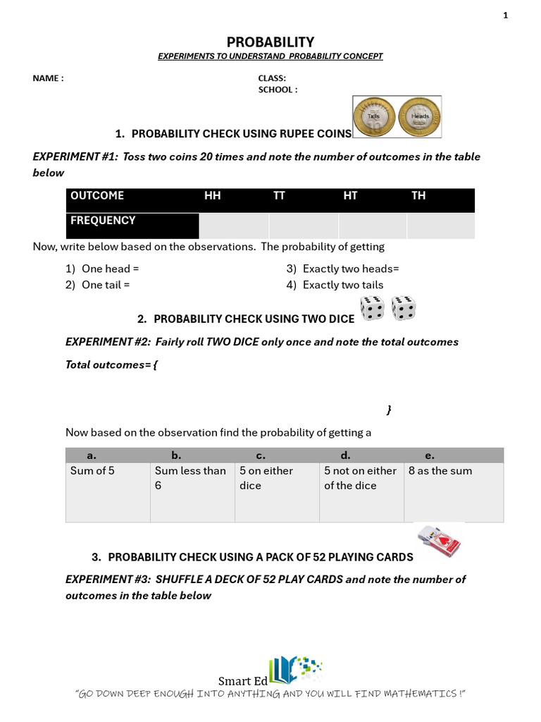 Probability Experiments for Students | PDF | Probability | Probability ...