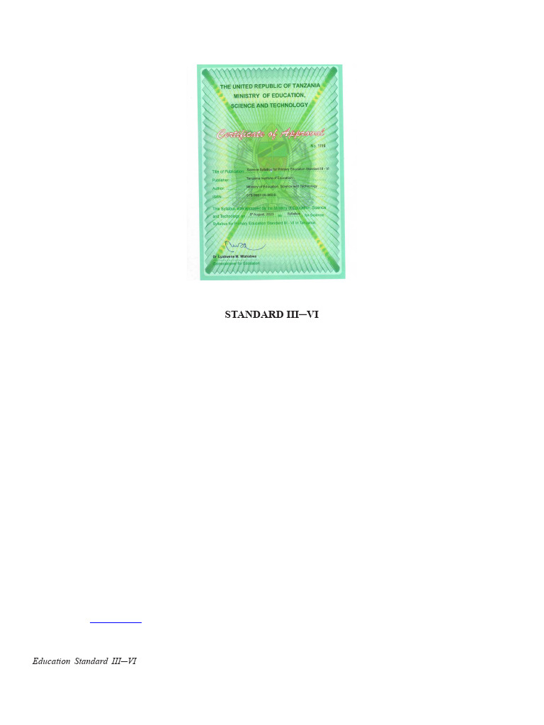 Science Syllabus For Primary Education Standard III - VI | PDF ...