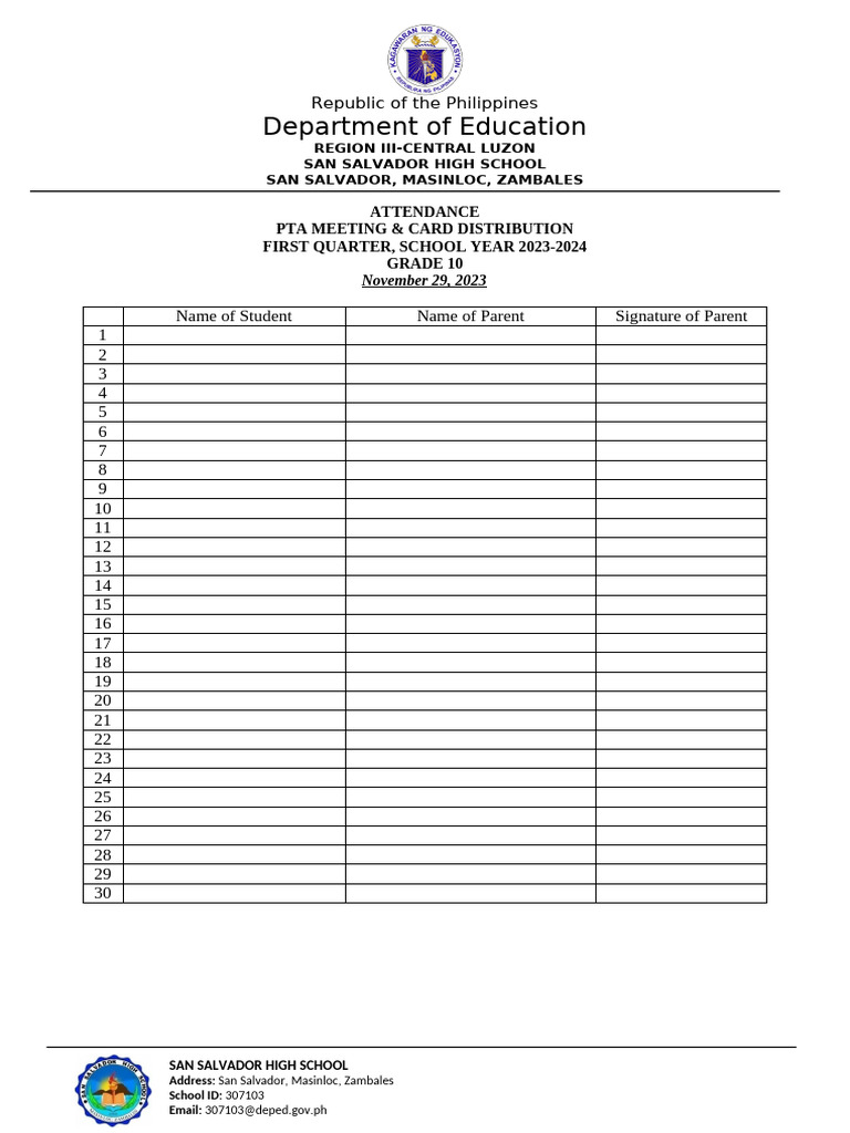 Letter For Parents Meeting Card Distri | PDF