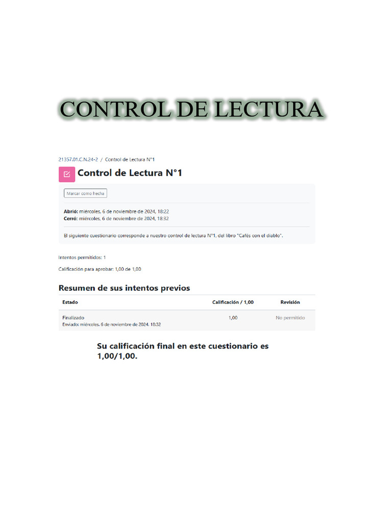 Control de Lectura | PDF