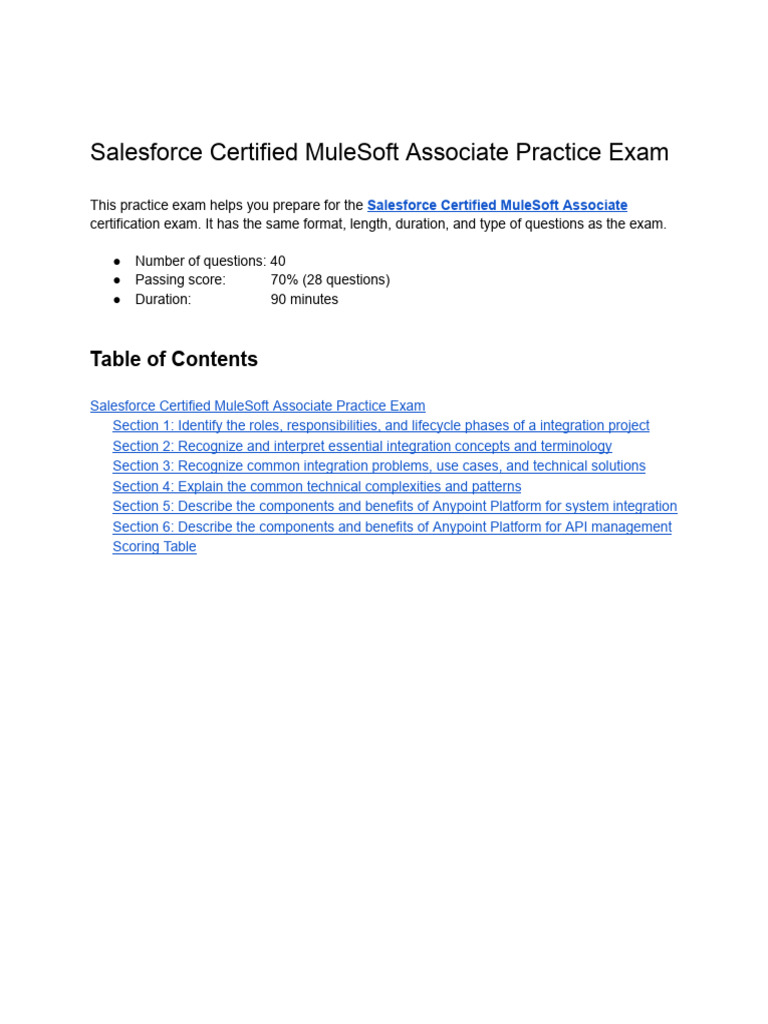 Salesforce Certified Mulesoft Associate Practice Exam Pdf Software As A Service Cloud