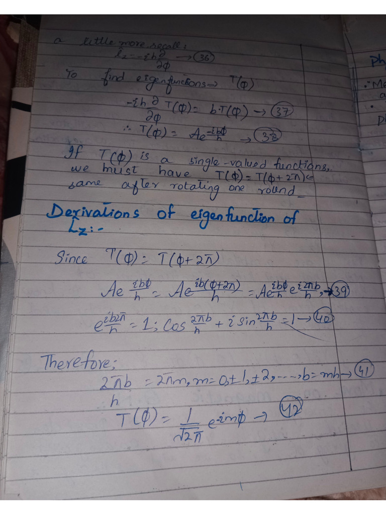 Derivation of Eigen Function | PDF