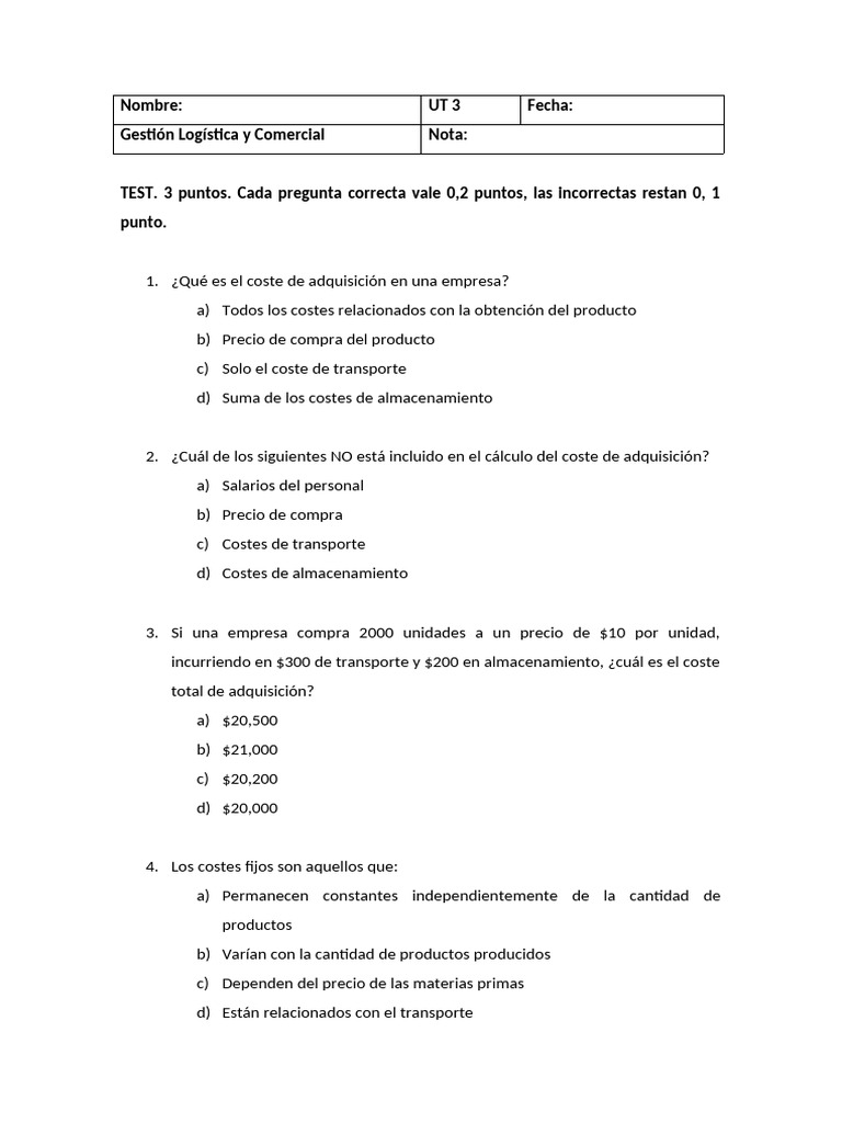 Examen Tema 3. B | PDF | Business | Economias