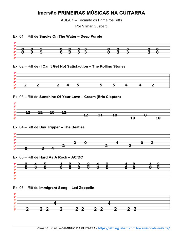 AULA 1 - Tocando Os Primeiros Riffs | PDF