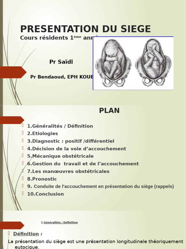 Presentation Du Siege Cours | PDF | Accouchement | Reproduction humaine