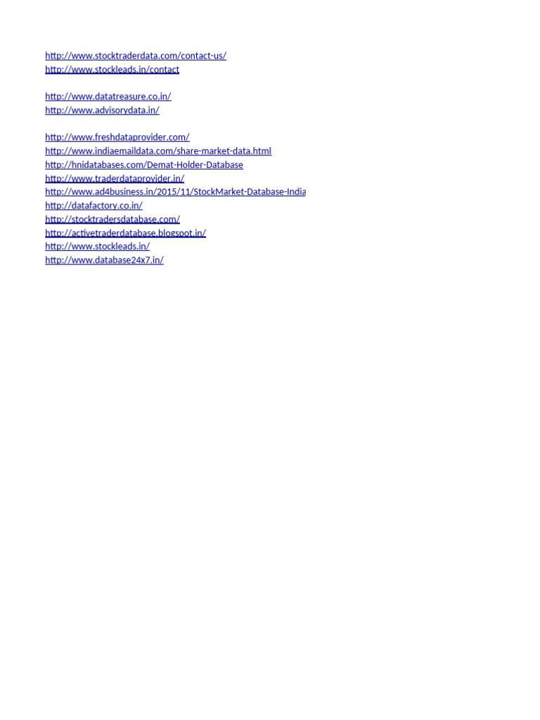 Database provider contacts | PDF