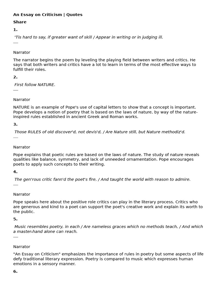 Insights from Pope's Critique of Critics | PDF | Poetry | Precedent