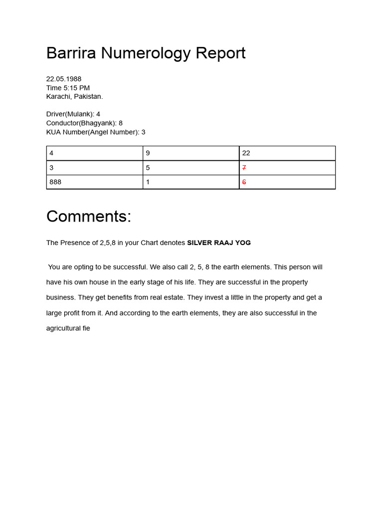 Barrira Astrology - Numerology Report | PDF | Mental Processes ...