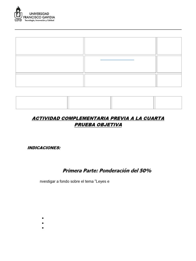 Actividad Complementaria de La Cuarta Prueba Objetiva | PDF