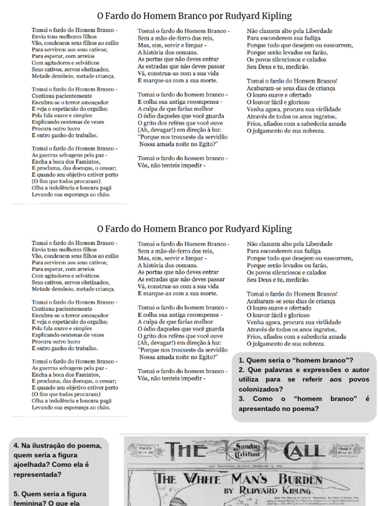 Análise do Poema "O Fardo do Homem Branco" | PDF