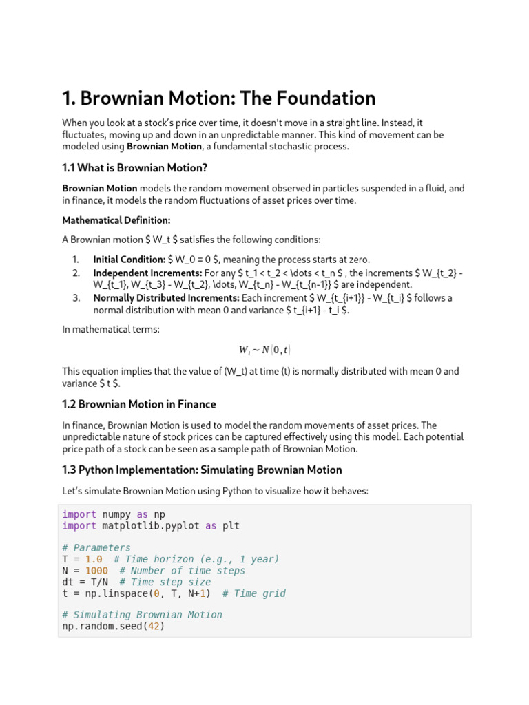 Geometric Brownian Motion in Asset Pricing | PDF | Brownian Motion ...