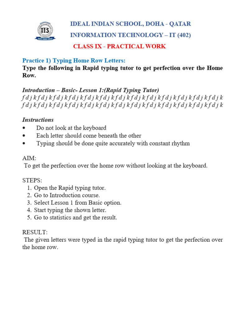 Class IX - Practical Work - IT (402) With Steps-2 | PDF | Worksheet | Spreadsheet