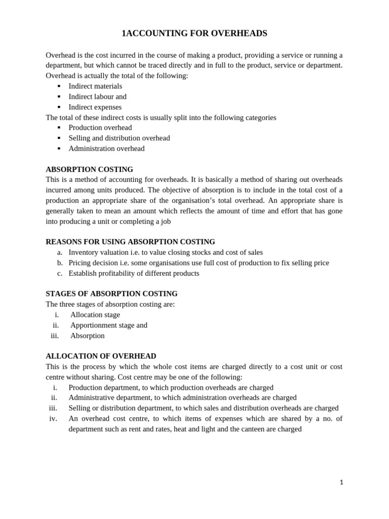 Accounting For Overheads | PDF | Cost Of Goods Sold | Management Accounting