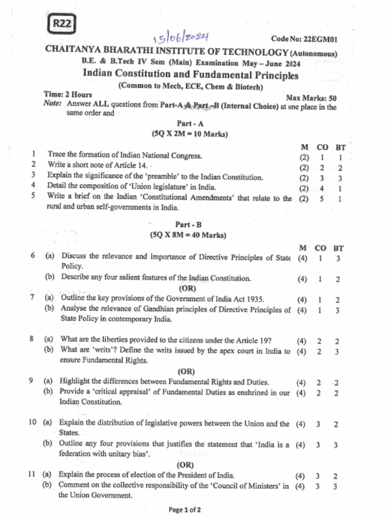 R22 Main IV Sem June 2024 | PDF