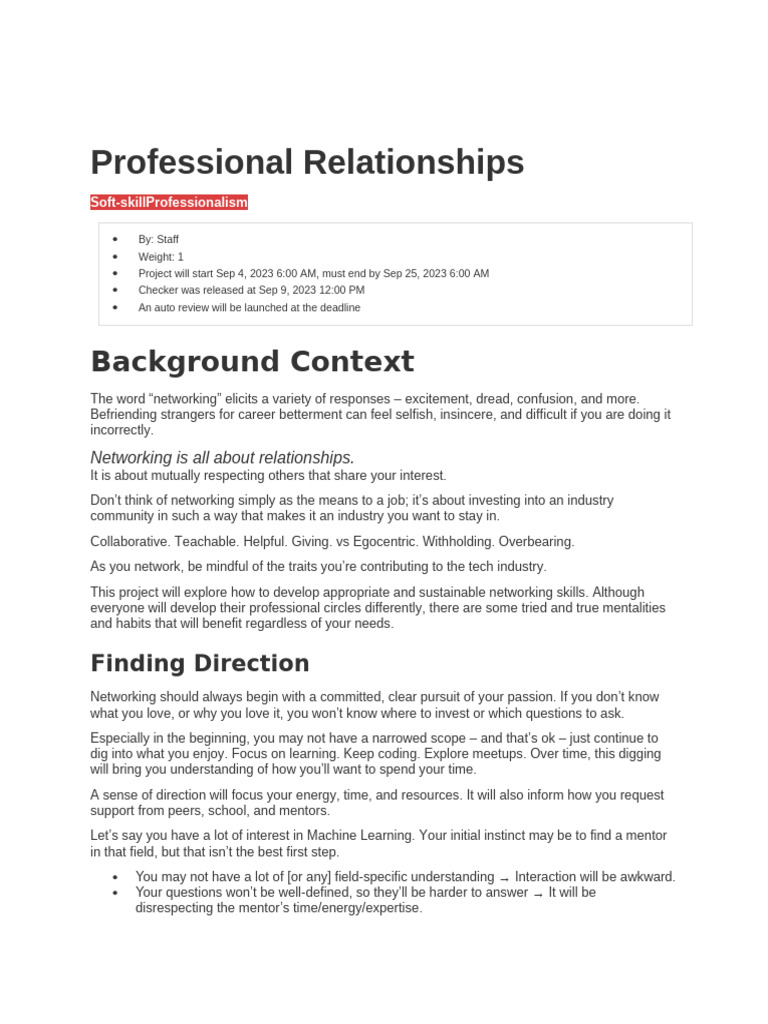 Professionalism Project ALC | PDF | Mentorship