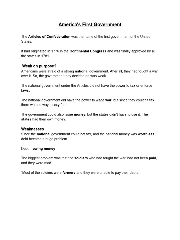 Articles of Confederation PPT Answer Key | PDF | Founding Fathers Of ...