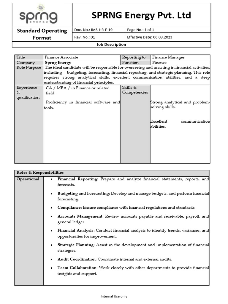 JD- Finance Associate | PDF