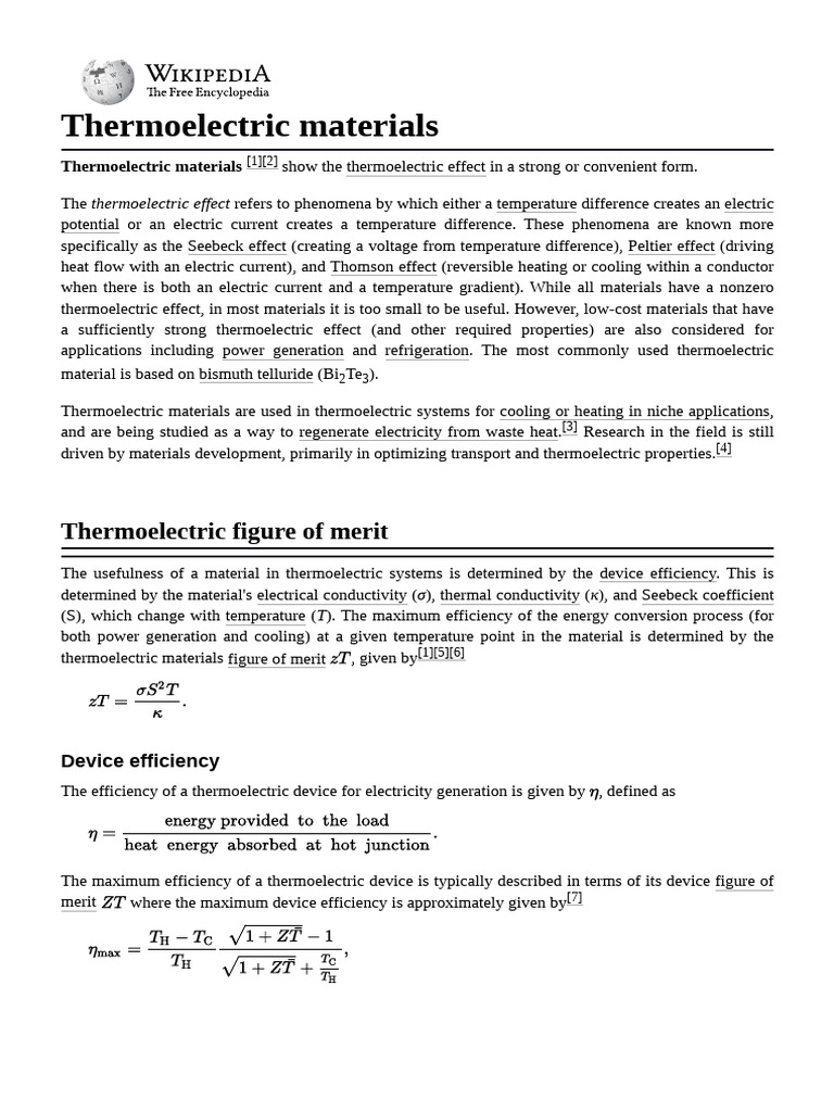 Thermoelectric Materials | PDF | Electrical Resistivity And ...