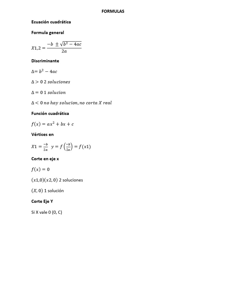 Formulas Matematicas Grupo 2 | PDF