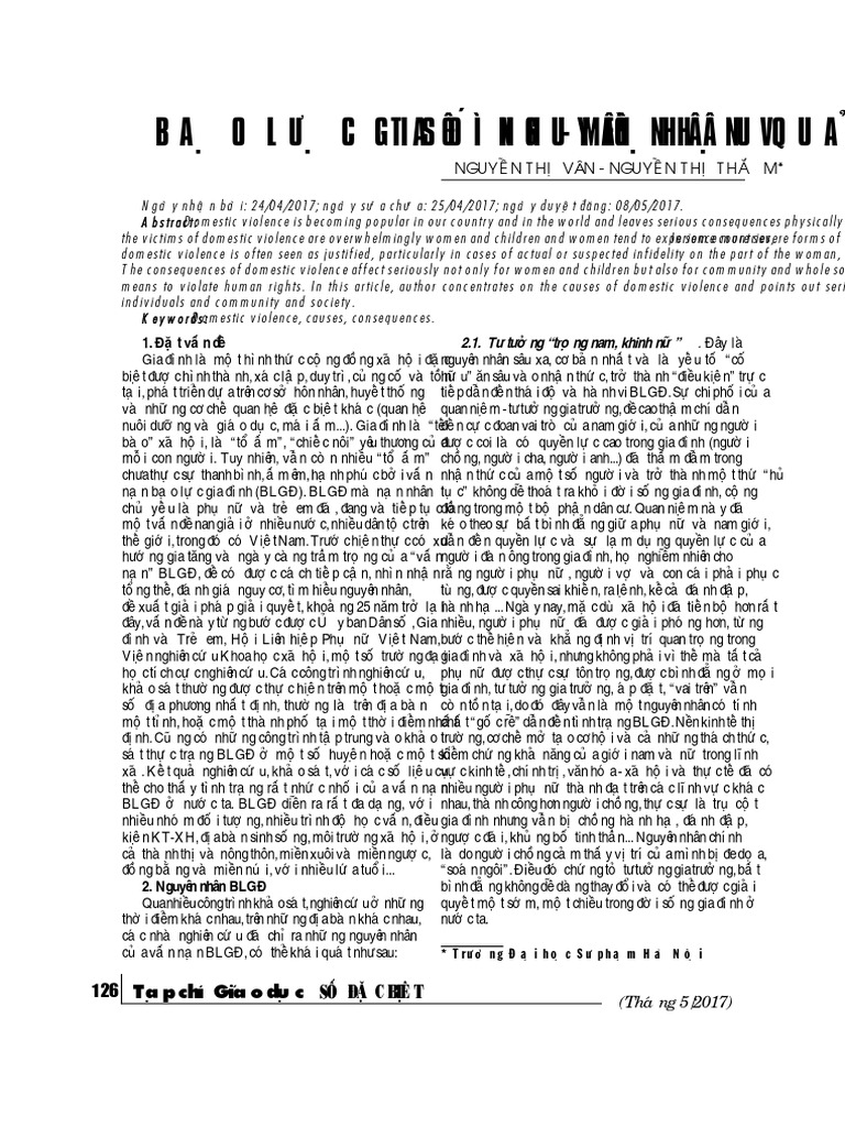 Baåo Lûåc Gia Àònh - Möå T Söë Nguyïn Nhên V Aâ Hêåu Quaã | PDF