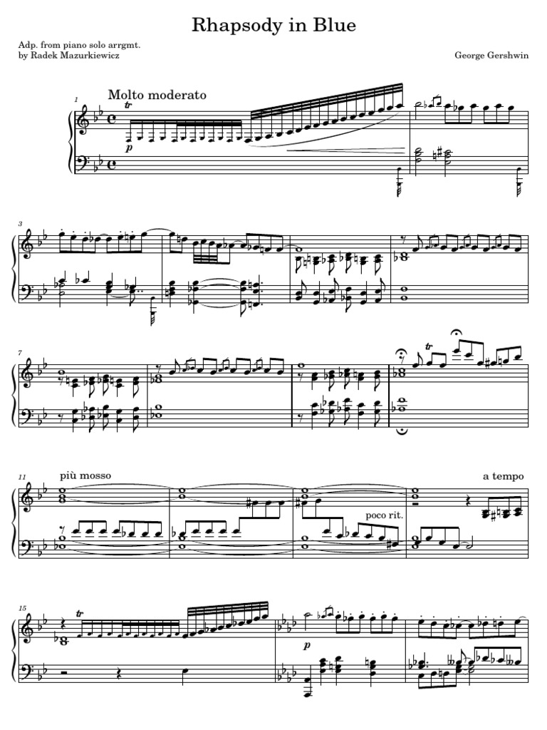 Gershwin Rhapsody in Blue (Piano Solo) | PDF | Musicology | Compositions