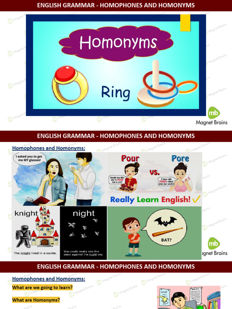 42 - English Grammar - Homophones and Homonyms | PDF | Lexicology ...