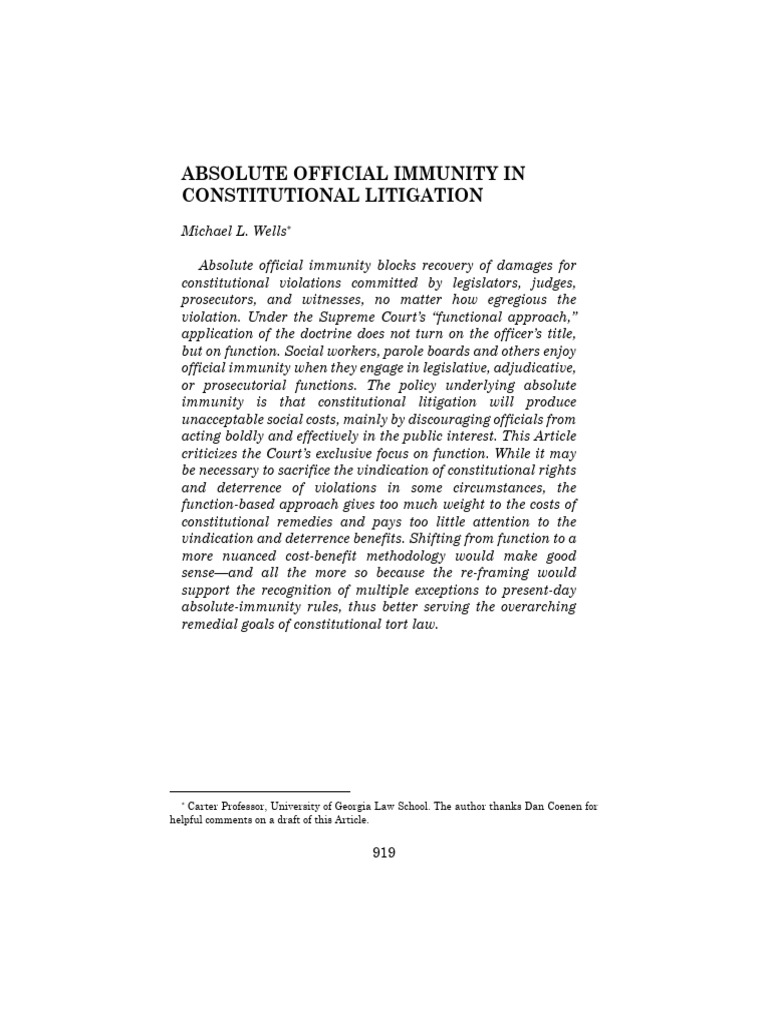 84220-absolute-official-immunity-in-constitutional-litigation (1) | PDF ...