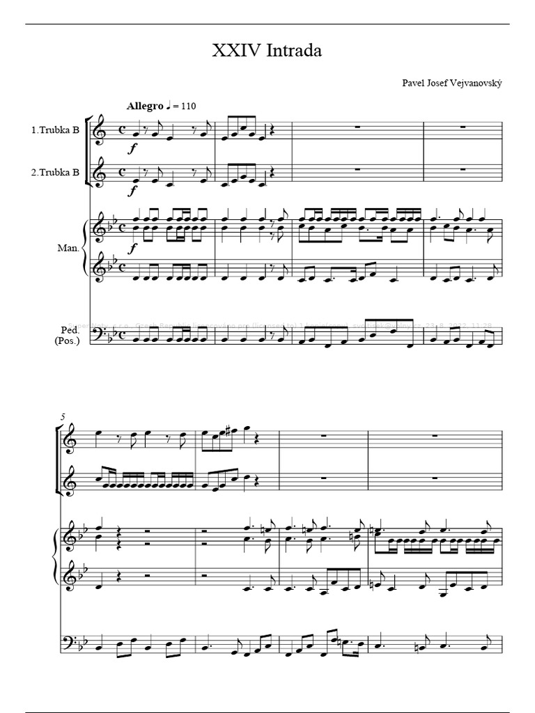 Vejvanovský Intrada XXIV - in C | PDF