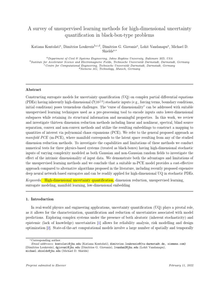 A Survey of Unsupervised Learning Methods For High-Dimensional Uncertainty Quantification in ...