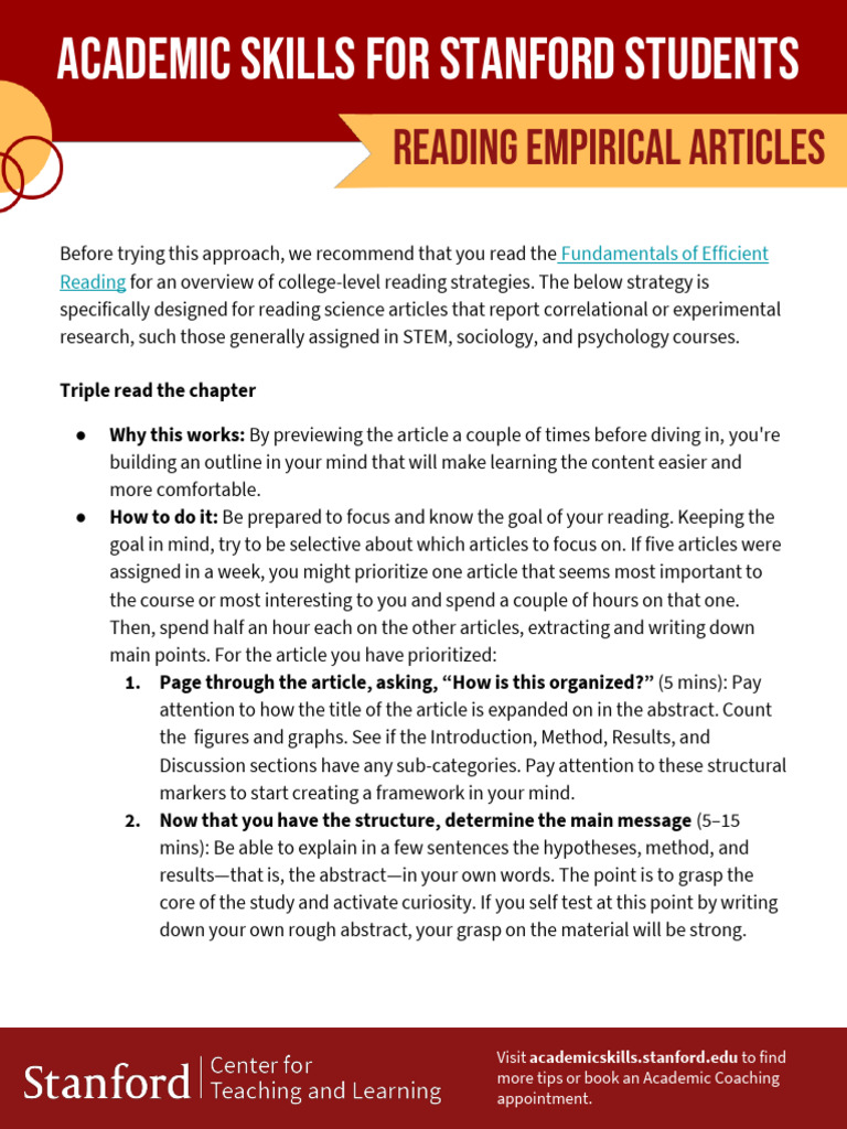 Efficient Reading Strategy for STEM Articles | PDF | Attention ...