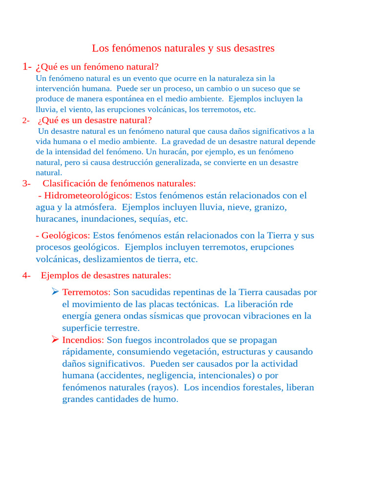 Los Fenómenos Naturales y Sus Desastres Cta | PDF | Temblores ...