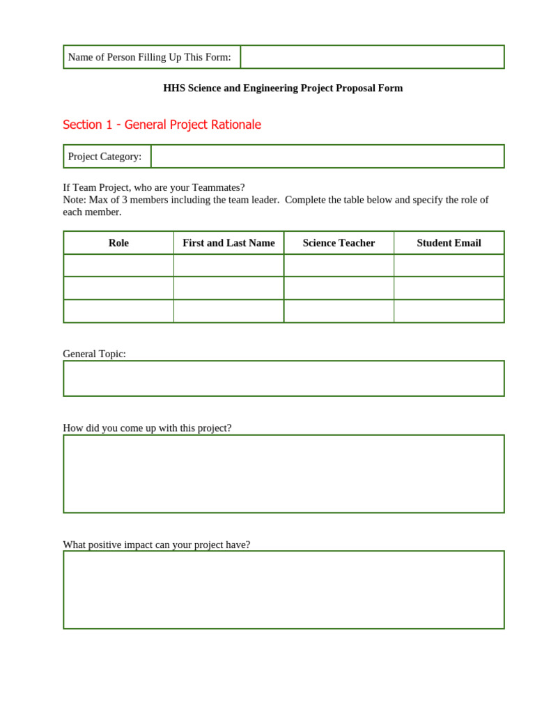 SEF Project Proposal Form | PDF | Science | Hypothesis