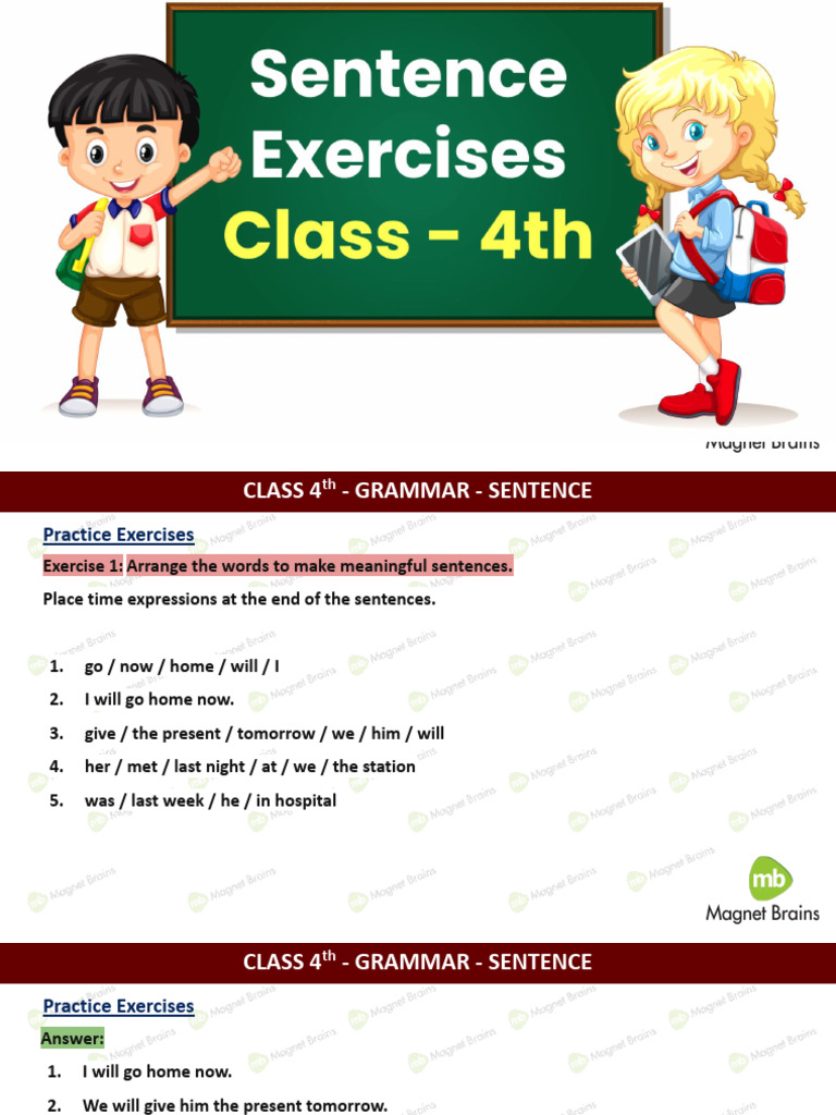 03 - English Grammar - Sentence - (Practice Exersice) | PDF | Subject ...