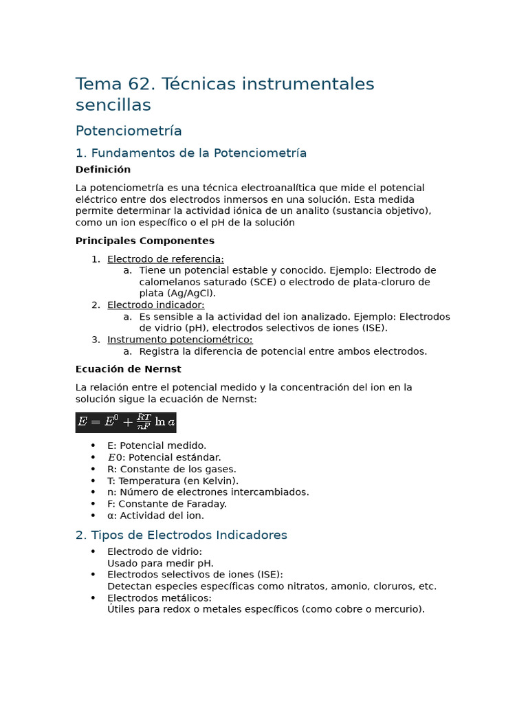 Tema 62. Técnicas Instrumentales Sencillas | PDF | Espectrofotometria ...