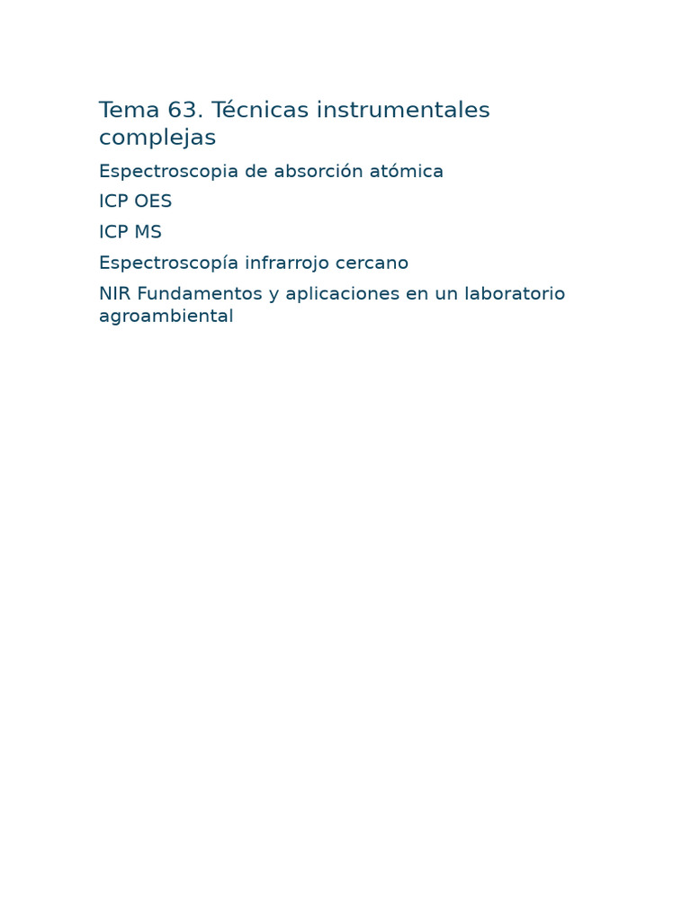 Tema 63. Técnicas Instrumentales Complejas | PDF